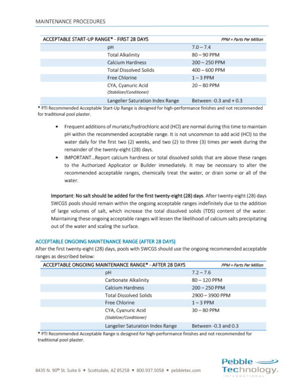 Pebble Tec start up salt procedures – Revolution Pool Finishes